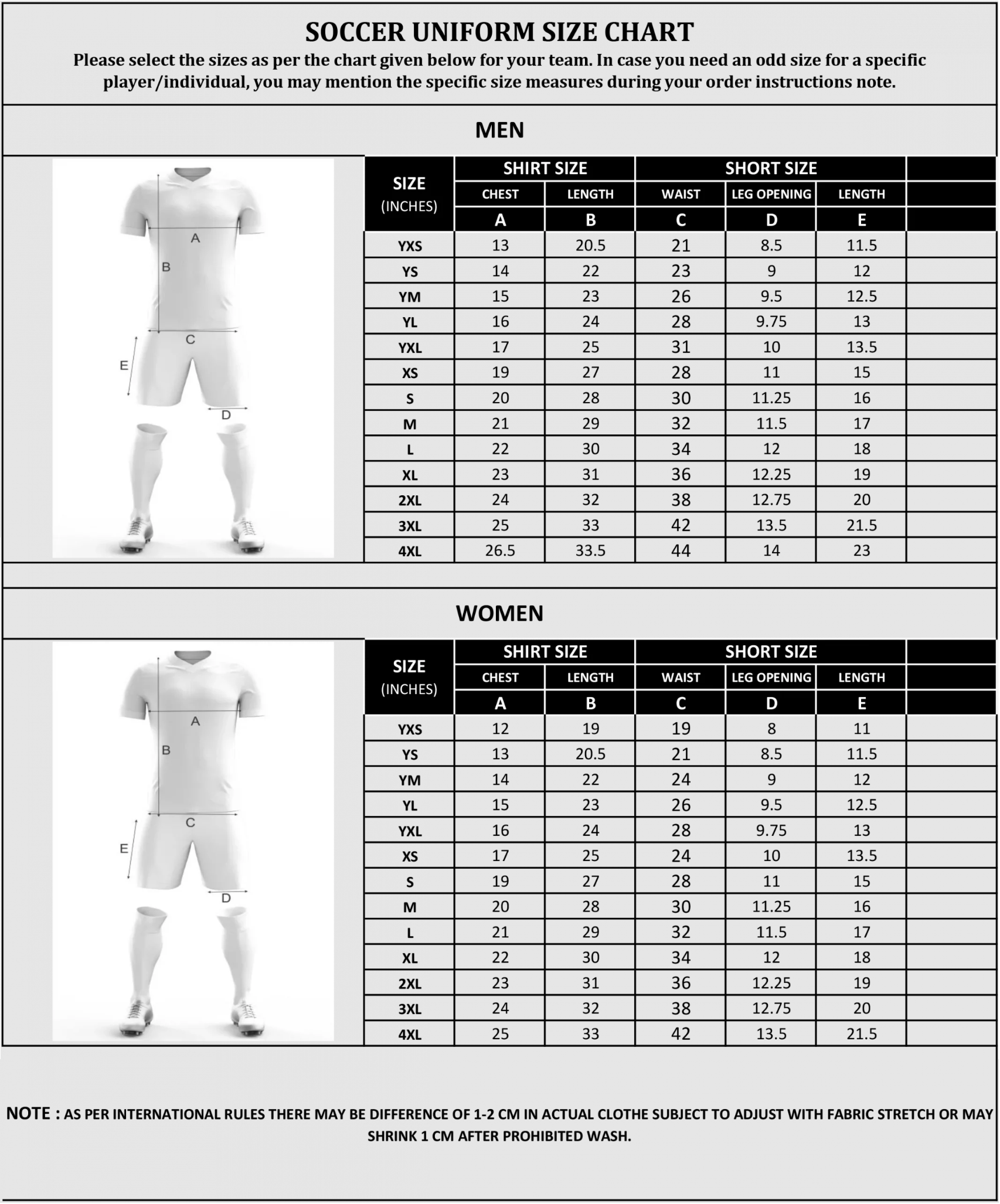 Size charts – EASEMARTUS